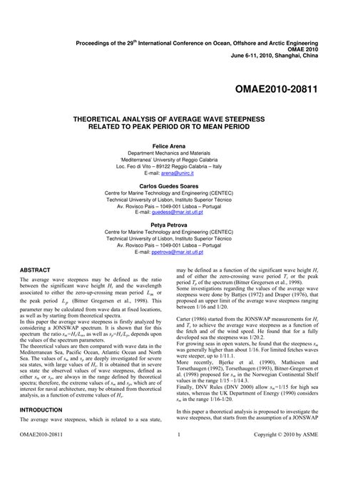 Pdf Theoretical Analysis Of Average Wave Steepness Related To Peak