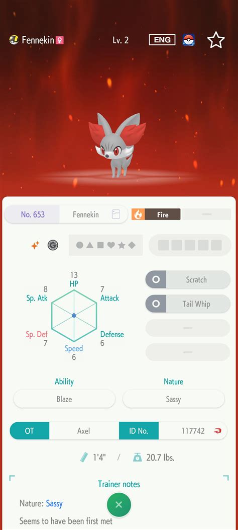 Ft Shiny Female Fennekin Go Stamped Lf Shiny Skorupi Rpokemonhome