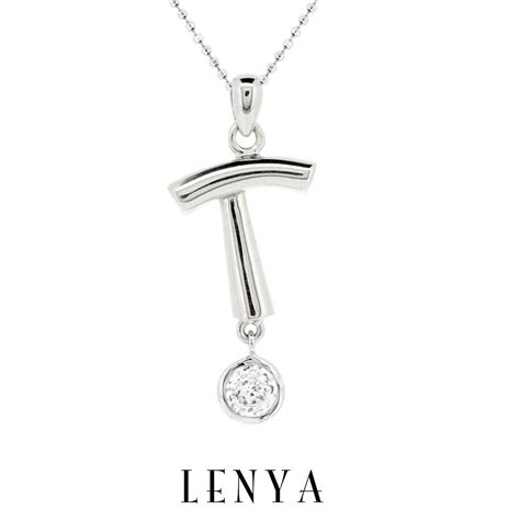 Lenya Jewelry จี้ตัวอักษร ตัว T ตัวเรือนเงินแท้ชุบทองคำขาว ประดับเพชร Diamondlike Shopee Thailand