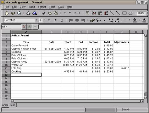 Gnumeric Spreadsheet