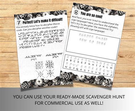 Fully Editable Printable Adult Scavenger Hunt Template Personalizable