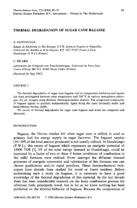 Pdf Thermal Degradation Of Sugar Cane Bagasse Dokumentips