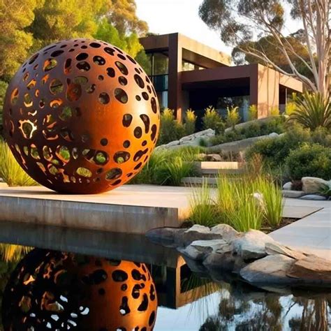 Stainless Steel Hollow Corten Ball Sculpture Salestatue