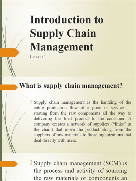 1 Introduction To Supply Chain Management Pdf Supply Chain Supply