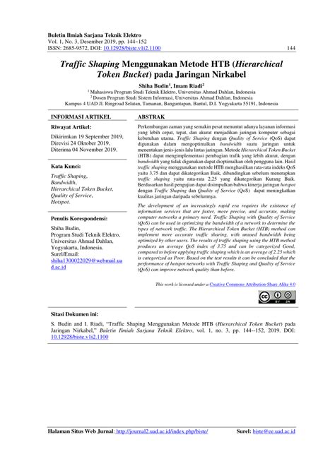 Pdf Traffic Shaping Menggunakan Metode Htb Hierarchical Token Bucket