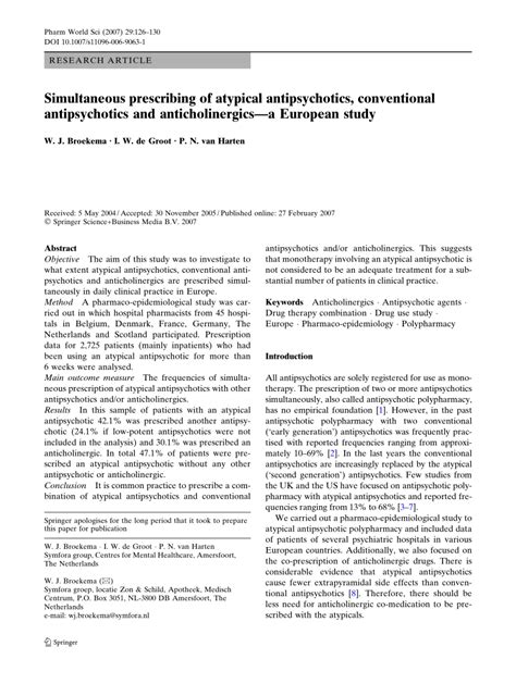 Pdf Simultaneous Prescribing Of Atypical Antipsychotics And