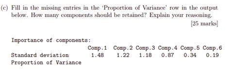Solved C Fill In The Missing Entries In The Proportion Of