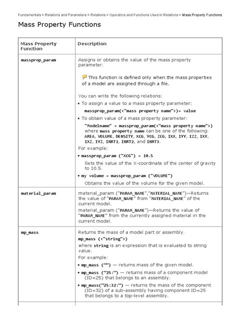 Mass Property Functions Pdf Function Mathematics Volume