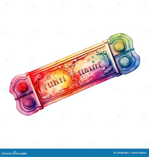 Beautiful Ticket Roll Watercolor Carnival Clipart Illustration Stock