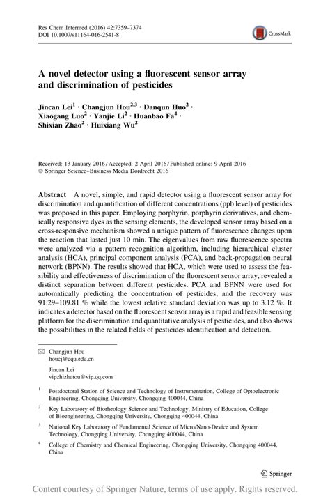 a novel detector using a fluorescent sensor array and discrimination of