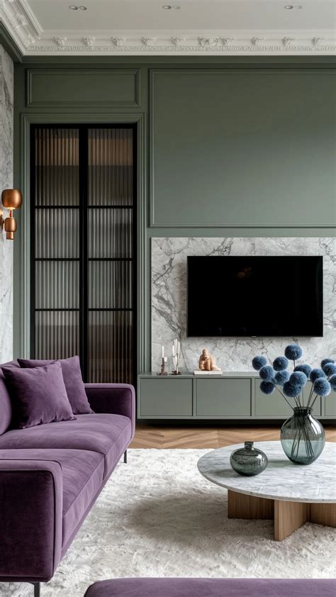 гостиная в 2025 г Яркие гостиные Интерьер Фиолетовый интерьер
