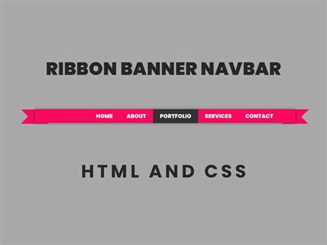 Ribbon Banner Navbar Using Html And Css By Codingflicks On Dribbble