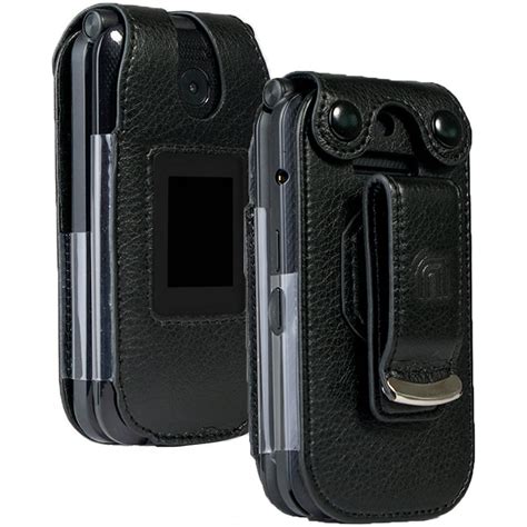 Case For Consumer Cellular Link Ii Nakedcellphone Black Vegan Leather