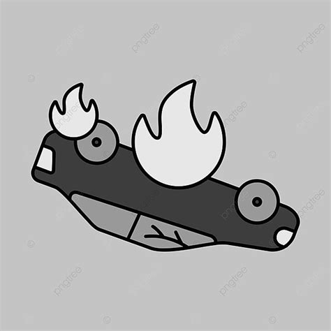 Vehicle Engulfed In Flames Inverse Auto Collision And Fire Vector