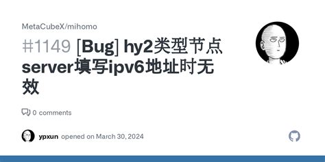 Bug hy2类型节点 server填写ipv6地址时无效 Issue 1149 MetaCubeX mihomo GitHub