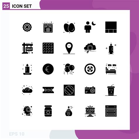 Pack Of 25 Creative Solid Glyphs Of Grid Moon Breakfast Human Avatar Editable Vector Design