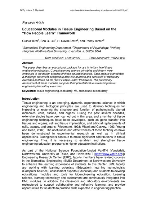 Pdf Educational Modules In Tissue Engineering Based On The “how