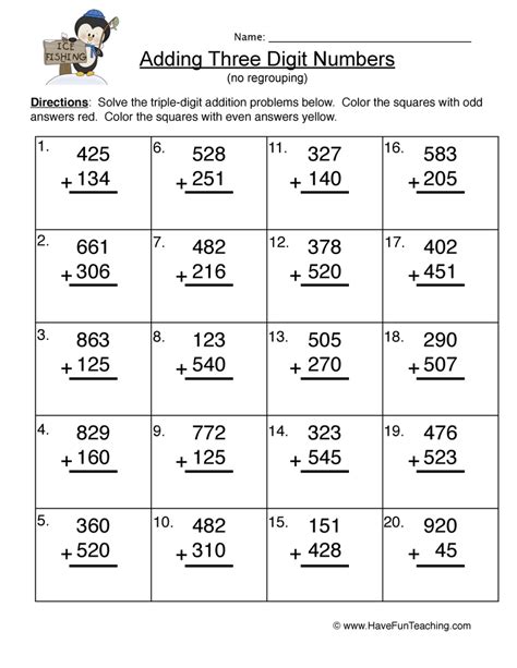 Addition With Regrouping 3 Digit