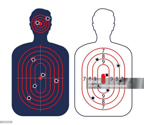 인간 촬영 대상 총기 및 양궁 사격장 인간의 몸통 실루엣 연습 저격 스포츠 경쟁 군사 또는 경찰 무기 훈련 점수 섹션이 있는 벡터 대상 겨냥에 대한 스톡 벡터 아트 및 기타