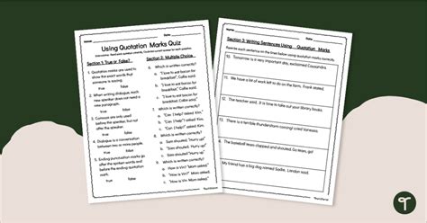Quotation Marks Punctuation Quiz Teach Starter