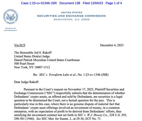 Sec Seeks Judicial Ruling On Crypto Asset Classification In Terraform
