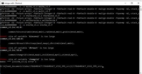 Toughreact Compilation Using Gfortran Mingw Error Message Toughreact Tough User Community