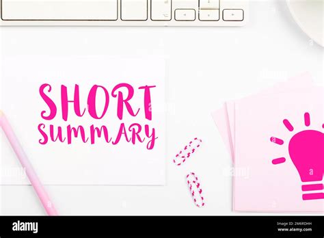 Writing Displaying Text Short Summary Business Idea Brief Statement Of Main Points Clear Stock