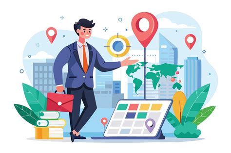 Businessman Founder Pinning Company Office Location On Search Engine