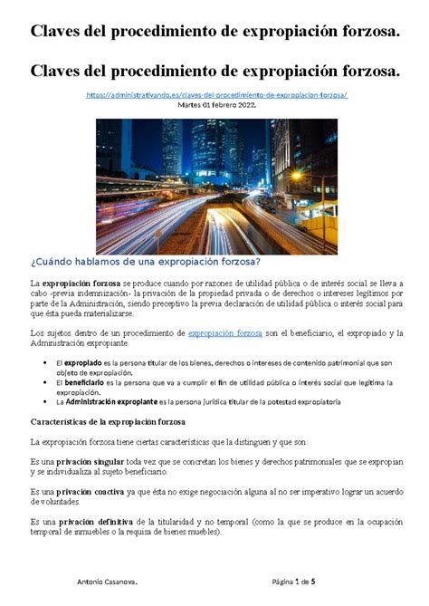 Claves Expropiacion Forzosa Claves Del Procedimiento De Expropiaci N Forzosa Studocu