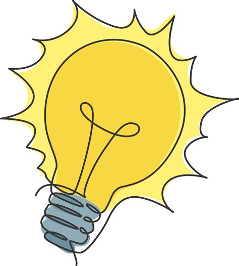 Single Continuous Line Drawing Of Shining Lightbulb For Creativity Logo