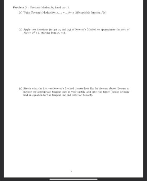 Solved Problem Newton S Method By Hand Part A Write Chegg