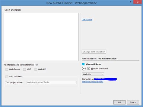 Visual Studio New Asp Net Project Template Dialog Is Empty