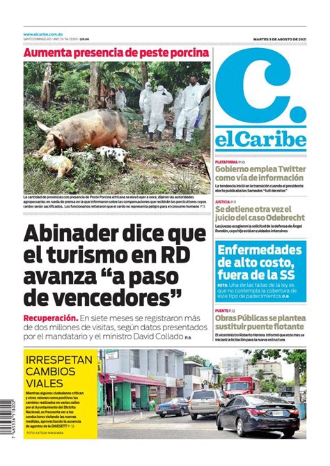 Portada Periódico El Caribe Martes 03 Agosto 2021 Dominicanado