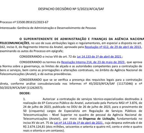 ANATEL Define Cebraspe Como Banca De Seu Concurso Veja