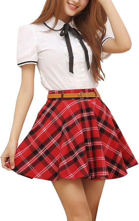 Gihuo Womens Schoolgirls Plaid Pleated High Waist Mini