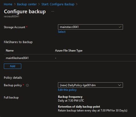 Az Lab Back Up Azure File Shares In The Azure Portal Azure Backup E