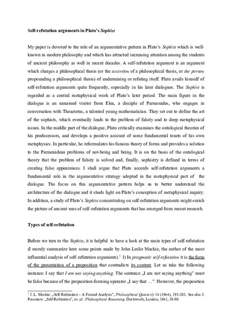 Doc Self Refutation Arguments In Platos Sophist
