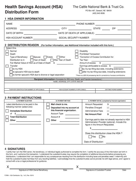 Fillable Online Hsa Distribution Form Pdf Fax Email Print Pdffiller