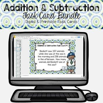 Addition Subtraction Problem Solving Digital Task Cards Task Cards Subtraction Word