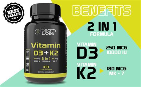 Health Dose Suplemento De Vitamina D3 10000 Ui K2 Mk7 Fórmula 2 En 1 Apoyo Health Dose Suplemento De Vitamina D3 10000 Ui K2 Mk7 Fórmula 2 En 1 Apoyo