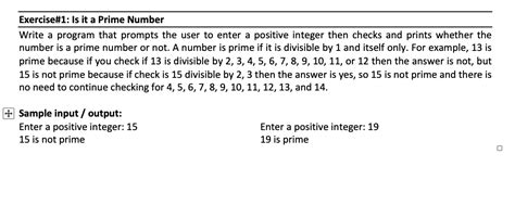 Solved Exercise1 Is It A Prime Number Write A Program That