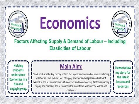 Factors Affecting Supply Demand Of Labour Including Elasticities Of Labour Teaching Resources