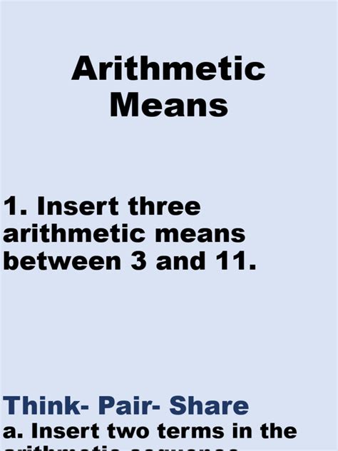 Arithmetic Means Pdf