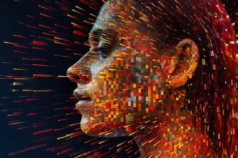 Premium Photo Aigenerated Abstract Portrait Of A Woman With Colorful Lines Big Data Stream