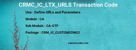 crmc ic ltx urls sap tcode for define urls and parameters