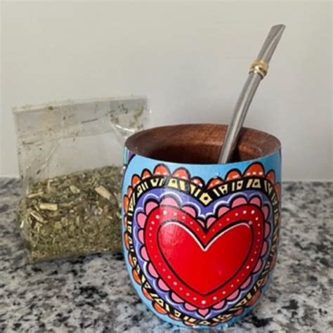 Wood Yerba Mate Set Yerba Mate Set With Blue Heart Artofit