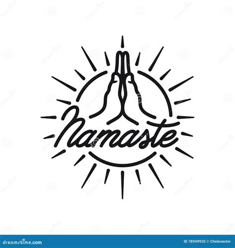 Hand Drawn Namaste Sign Yoga Center Emblem Vector Vintage