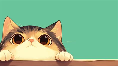 Cute Cat Peeking Over Edge Desktop Wallpaper Cat Wallpaper 4K