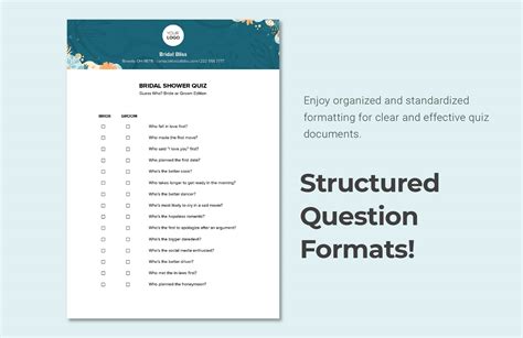 Bridal Shower Quiz Template in Word, PDF, Google Docs - Download ...