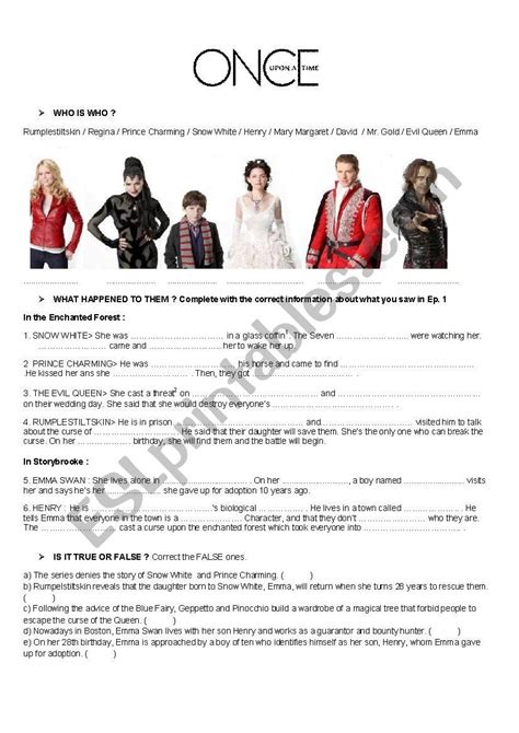 Once Upon A Time S01e01 Esl Worksheet By Diegomdq